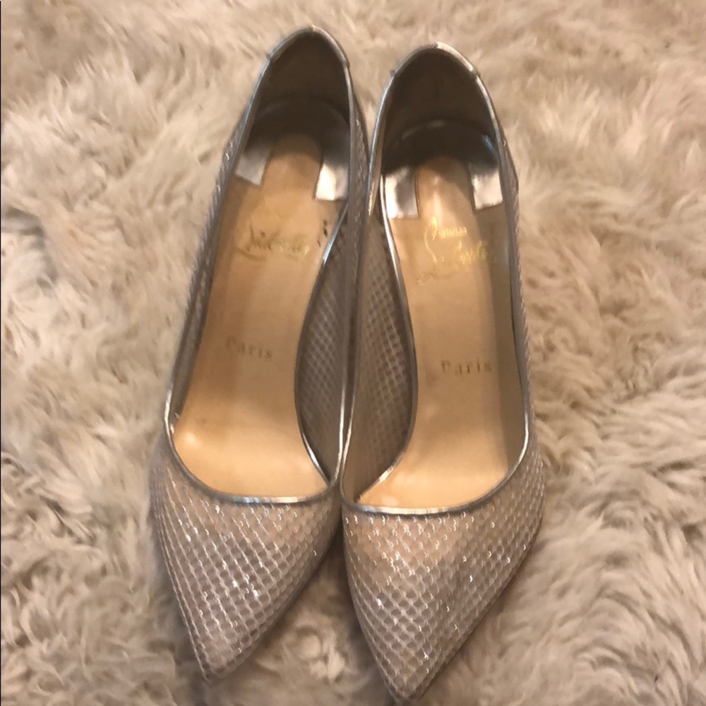 Christian Louboutin Sheer Silver Mesh Pumps - Gem